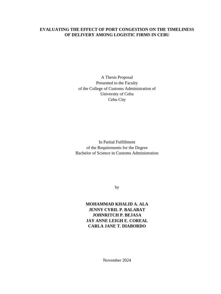 Research 311 (Group 5 BALABAT) | PDF | Port | Logistics