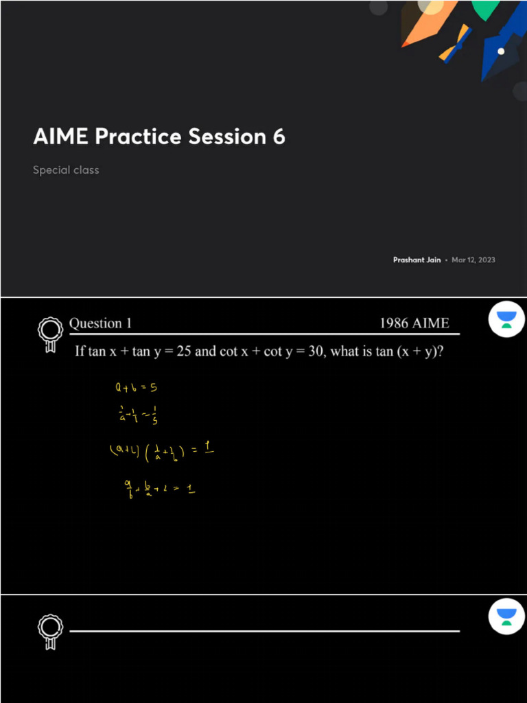 AIME Practice Session 6 With Anno | PDF