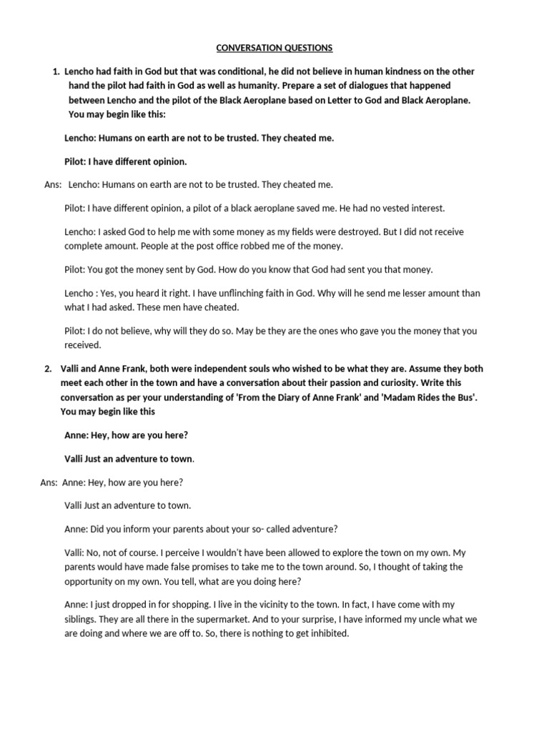 Conversation Questions | PDF | Faith