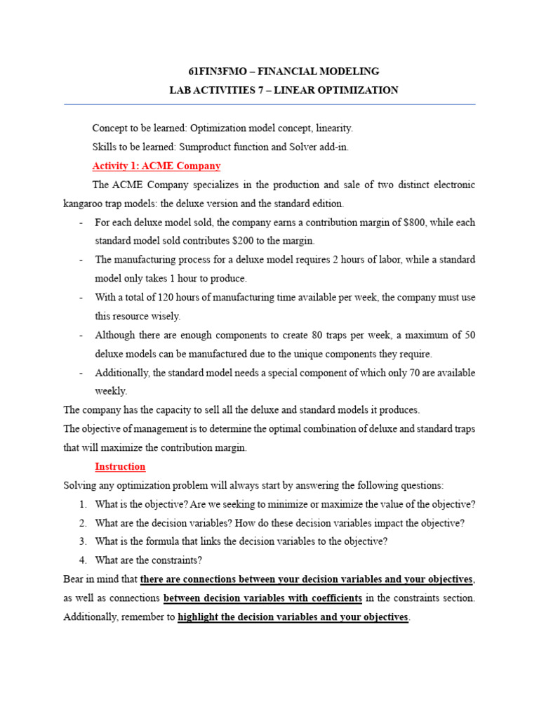 61FIN3FMO_Lab7 | PDF | Mathematical Optimization | Algorithms