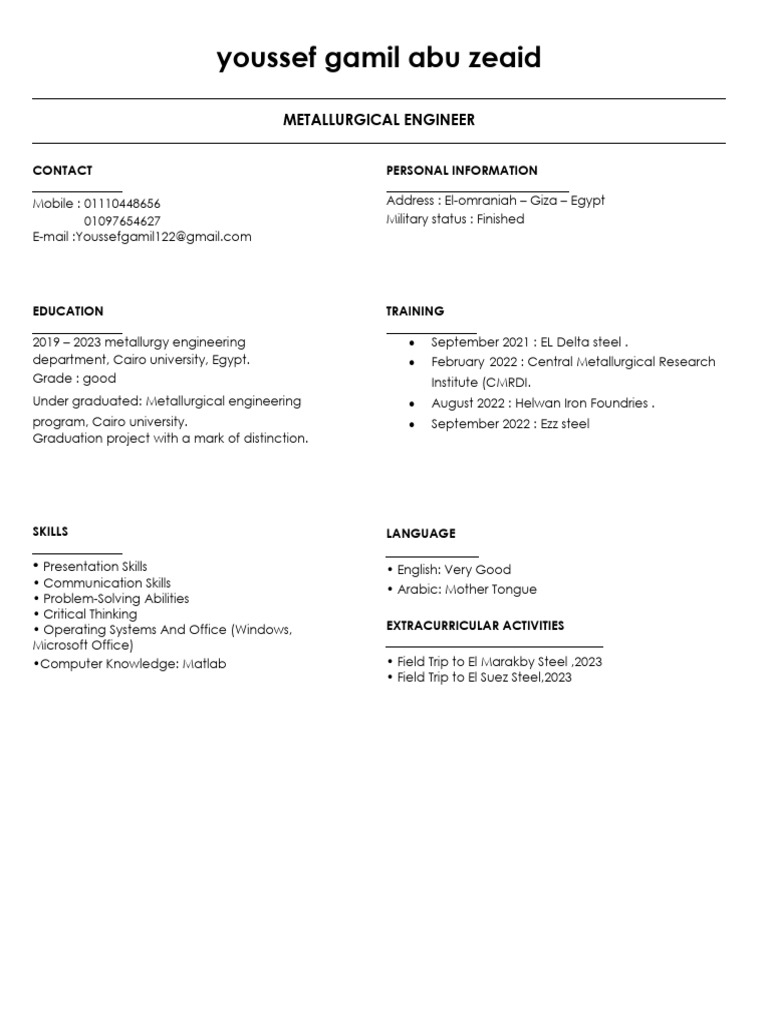 Youssef Gamil C.V | PDF