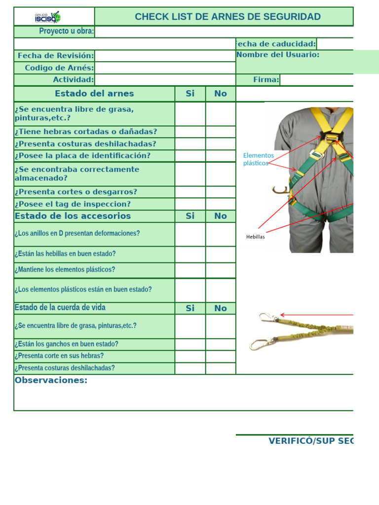 Check List de Arnes de Seguridad | PDF