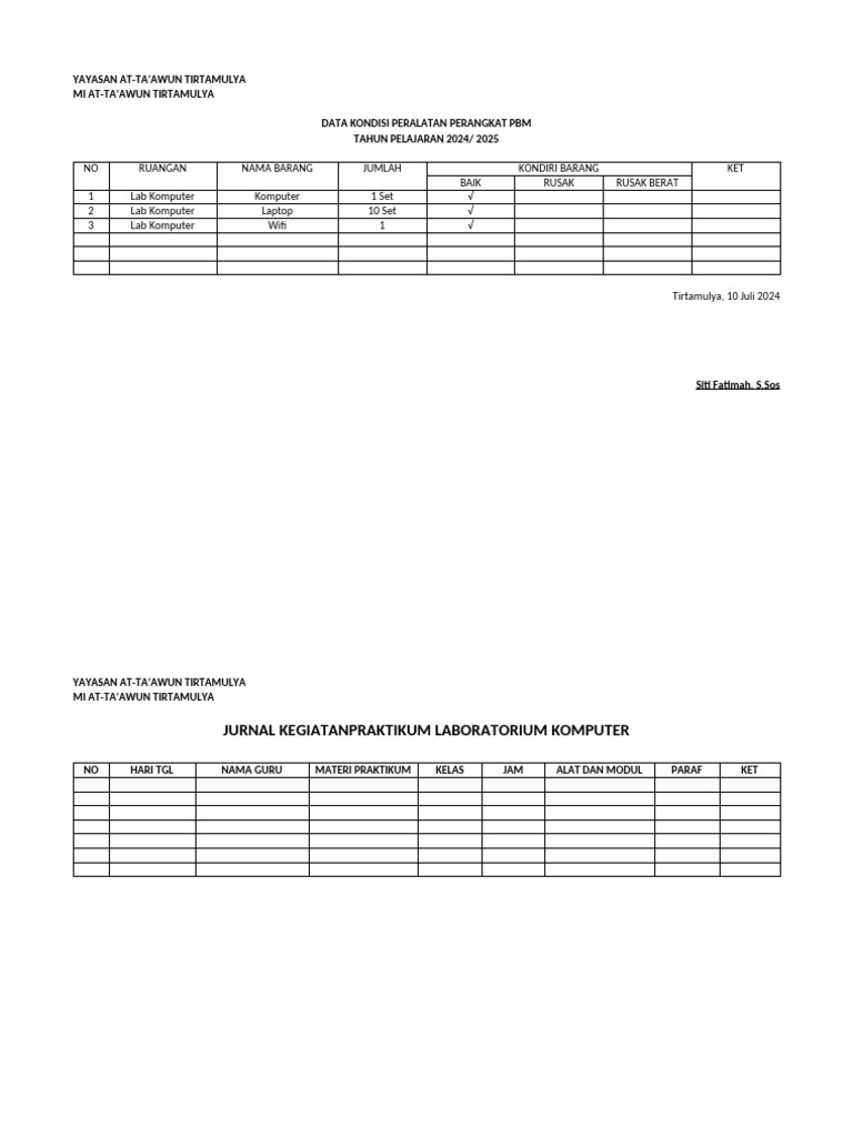 Data Inventaris Lab | PDF