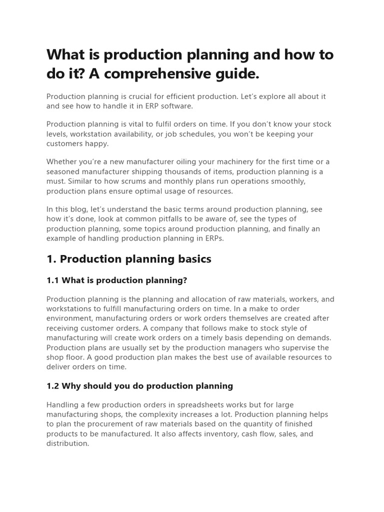 Understanding Production Planning Process | PDF | Inventory ...