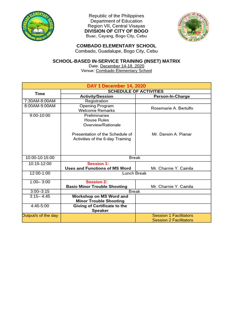 Combado Training-Matrix-INSET 2020 | PDF | Lgbt Rights | Gender