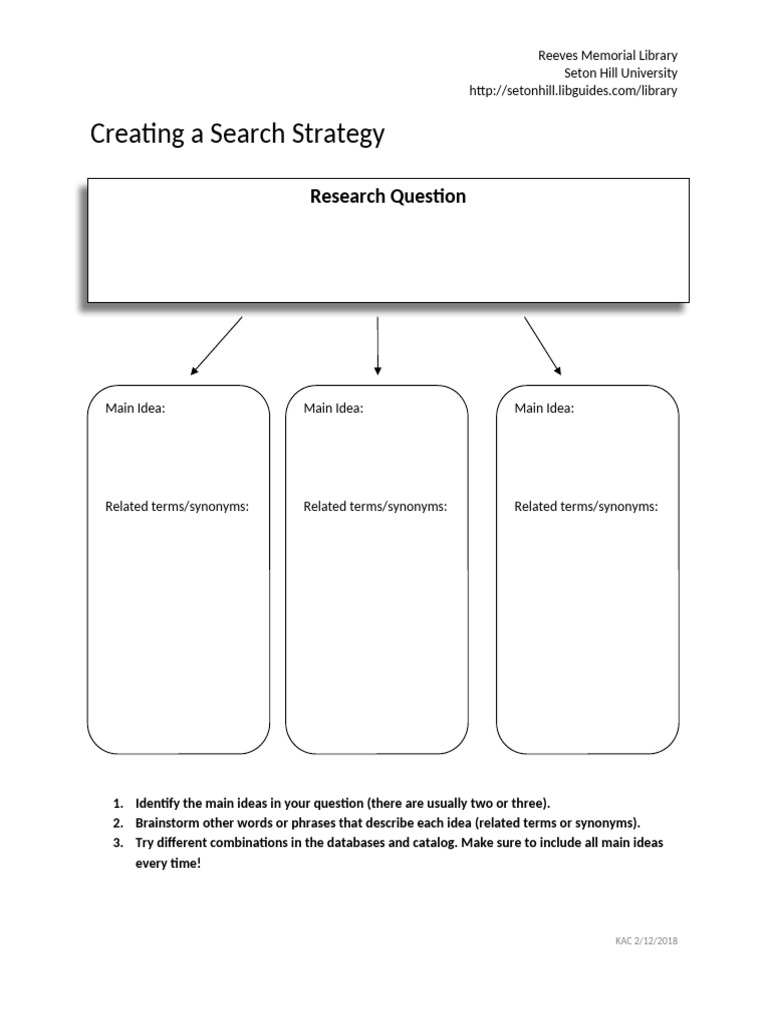 Search Strategy Worksheet | PDF