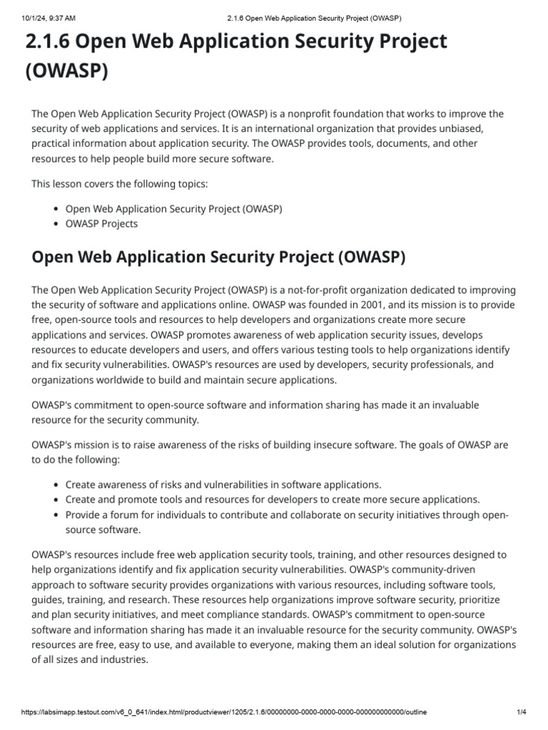 Open Web Application Security Project (OWASP) | PDF | Security | Computer Security