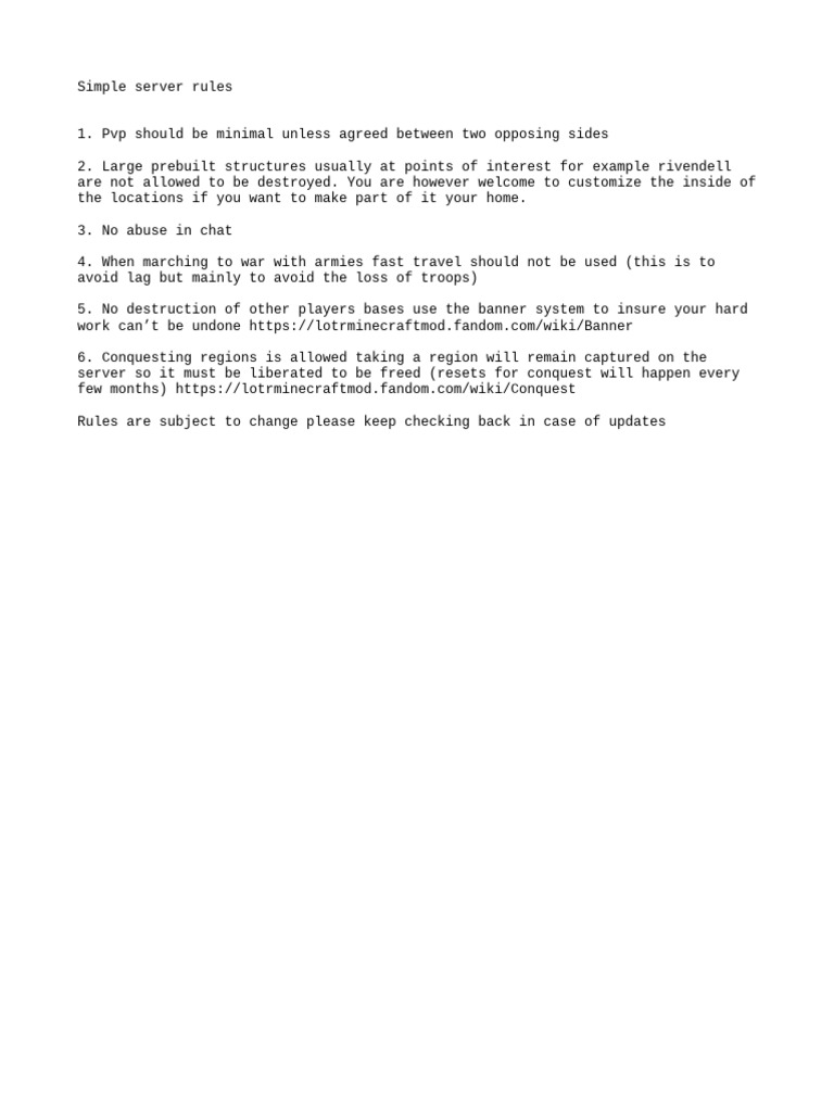 Simple Server Rules | PDF