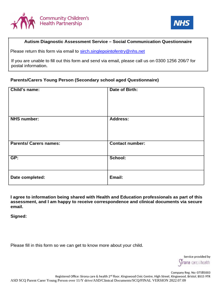 Autism Social Communication Questionnaire | PDF | Autism Spectrum ...