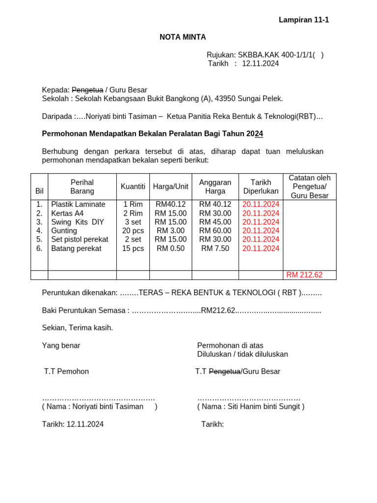 Nota Minta-Kerajaan (RBT Sahaja | PDF