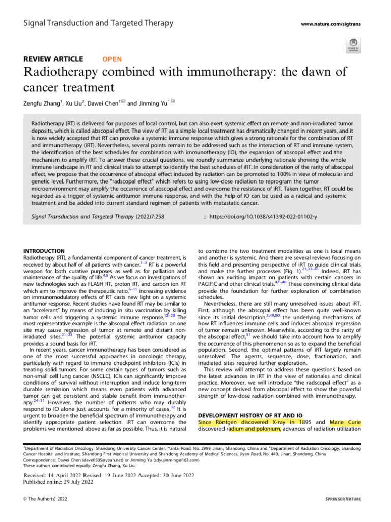 Radio Therapy and Immunotherapy | PDF | Transforming Growth Factor Beta ...