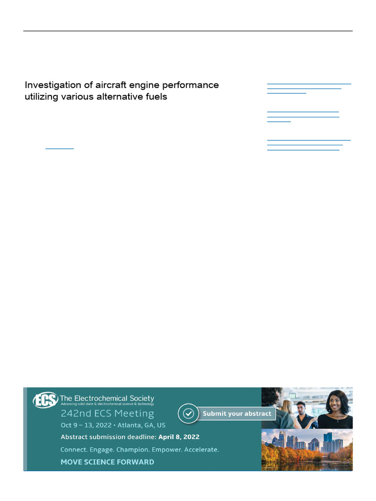 Aircraft Engine Performance with Alternative Fuels | PDF | Materials