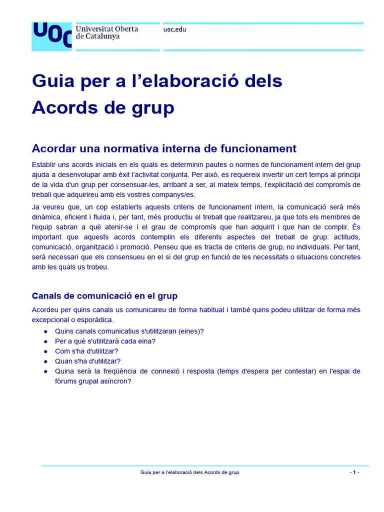 Guia Acords Grupals - CAT-1 | PDF