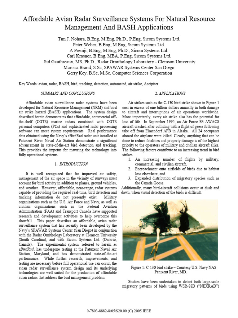 Affordable Avian Radar Surveillance Systems For Natural Resource | PDF ...