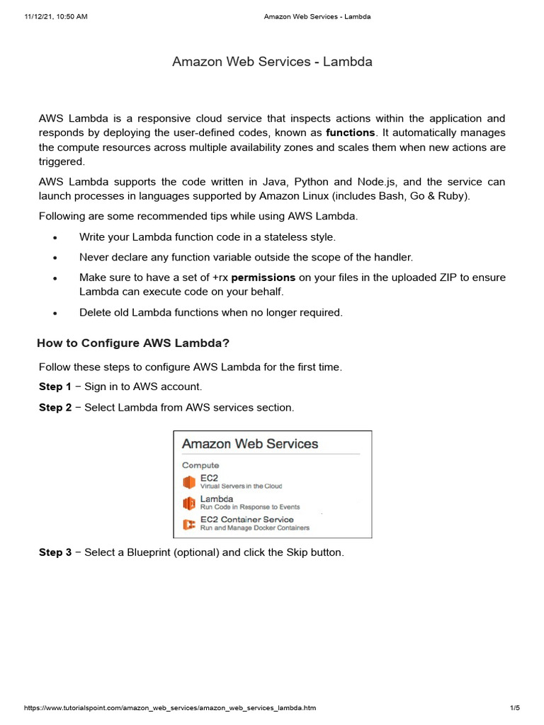 10.amazon Web Services - Lambda | PDF | Amazon Web Services | Anonymous ...