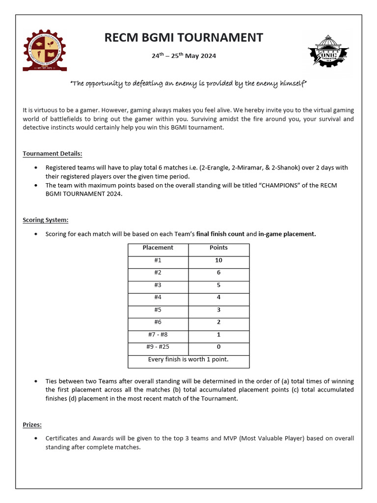 Recm Bgmi Rules (1) | PDF