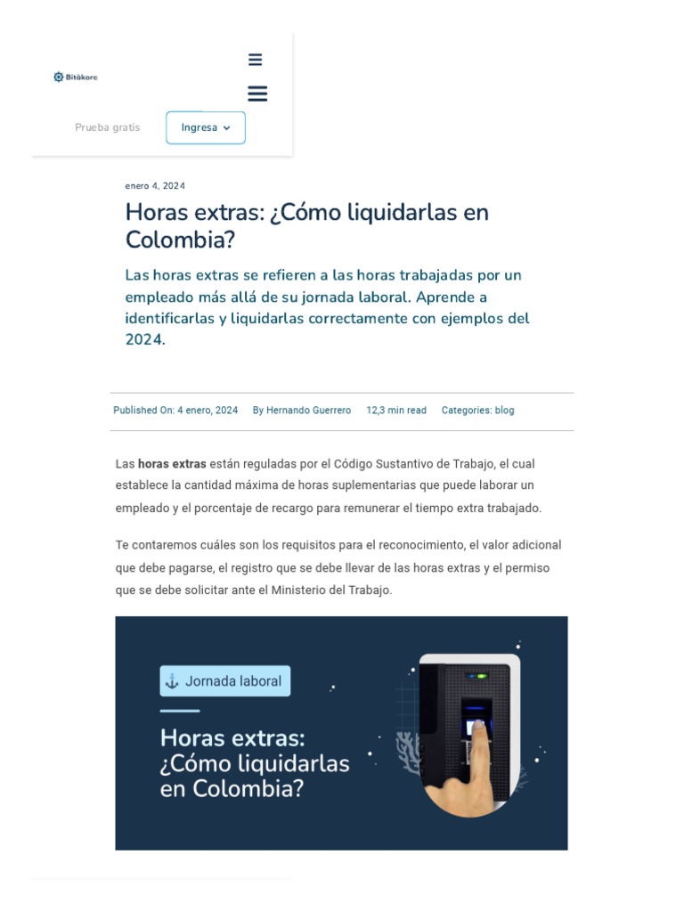 ¿Cómo Calcular Las Horas Extras - Actualizado 2024 | PDF | Tiempo extraordinario | Derecho laboral