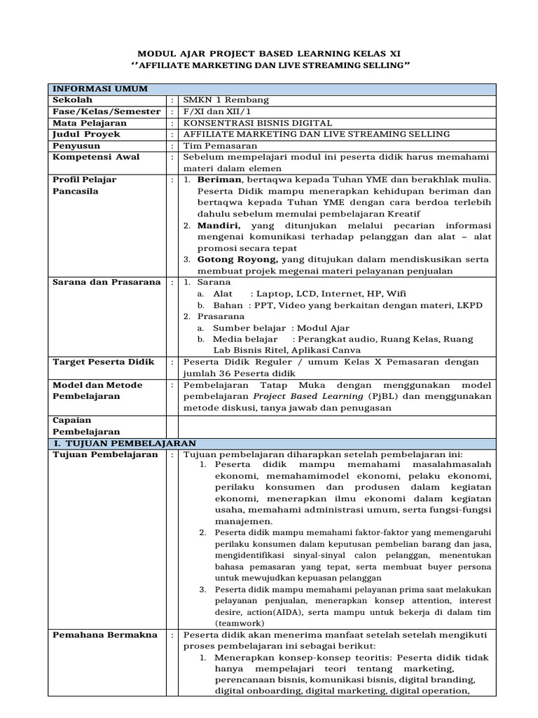 Modul Ajar Tefa | PDF