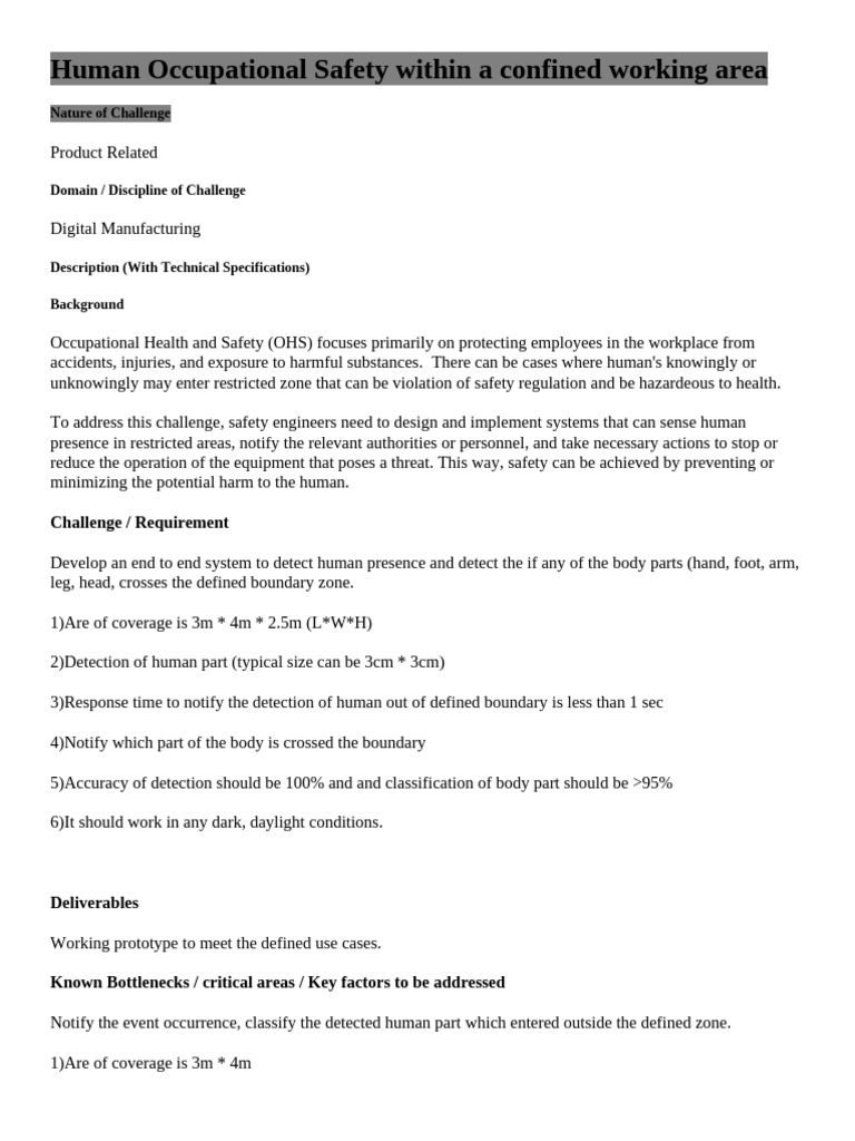 Human Occupational Safety Within A Confined Working Area | PDF | Hypothermia | Occupational ...