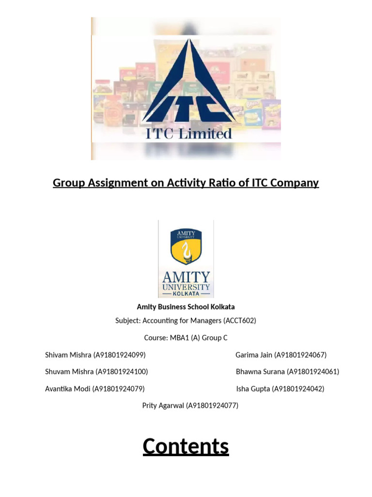 MBA Activity Ratio of ITC Company | PDF | Working Capital | Revenue
