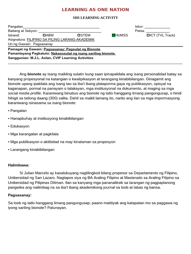 Las FPL Bionote | PDF