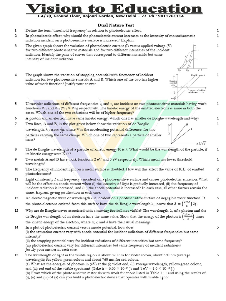 Dual Test | PDF | Photoelectric Effect | Electromagnetic Radiation