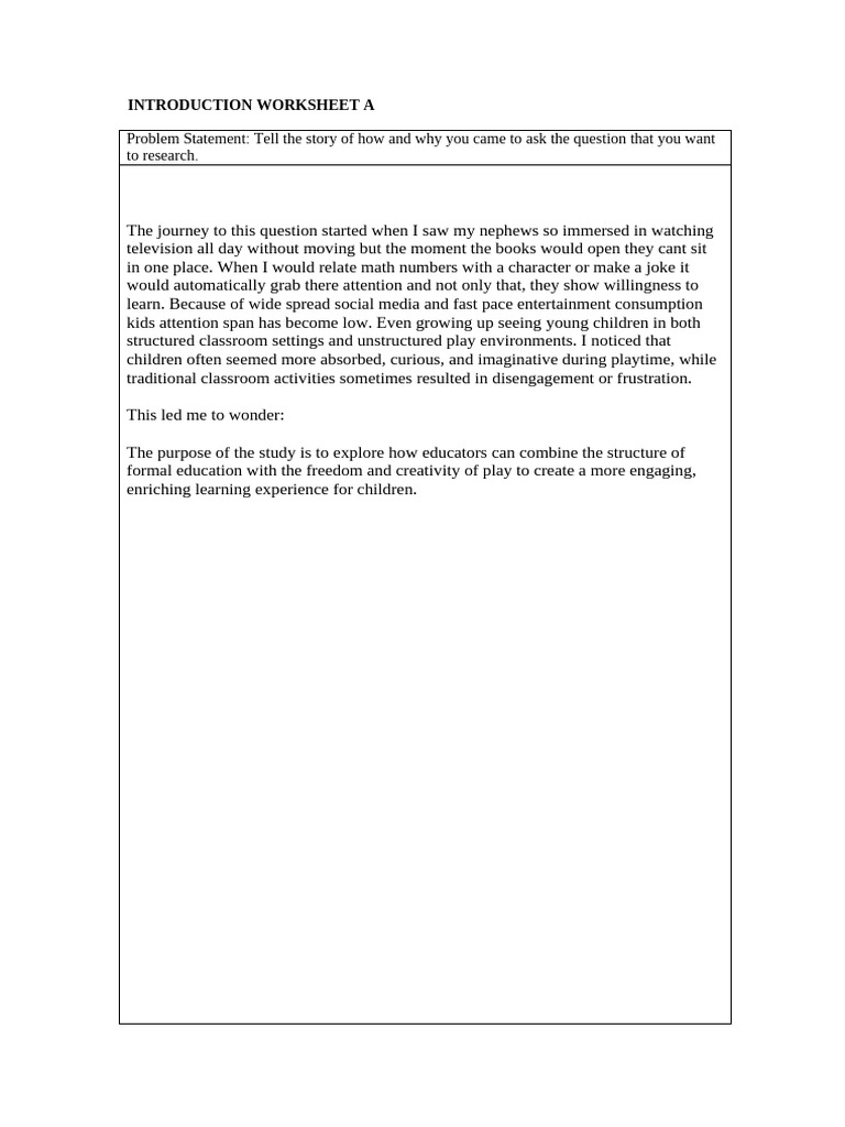 Abdul Rehman 004-Introduction Worksheet A | PDF | Learning | Liberal Arts Education