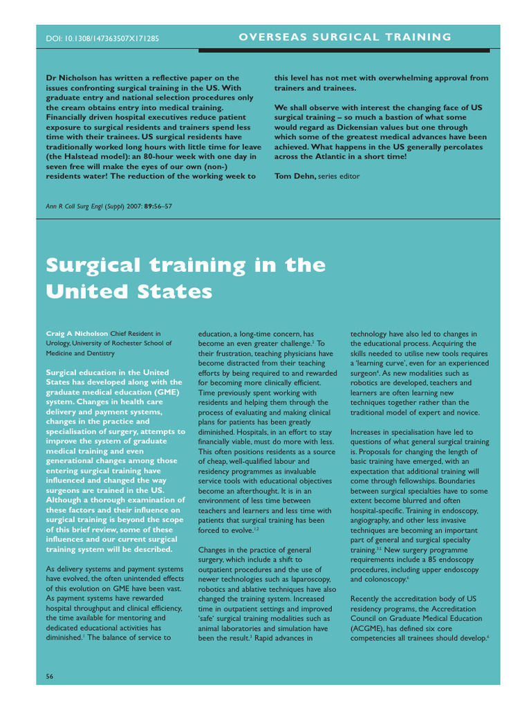 Nicholson 2015 Surgical Training in The United States | PDF | Surgery ...