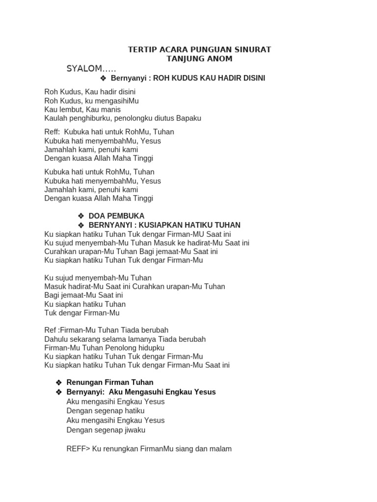 Tertip Acara Punguan Sinurat | PDF