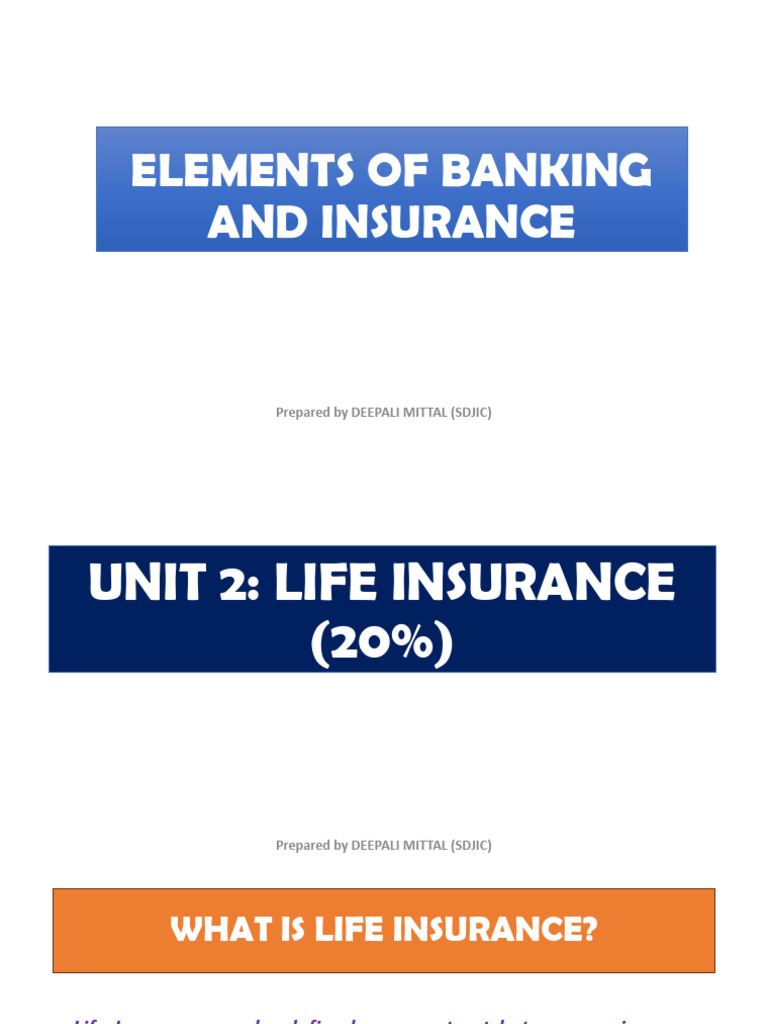 Unit 2 - Life Insurance | PDF | Insurance | Life Insurance
