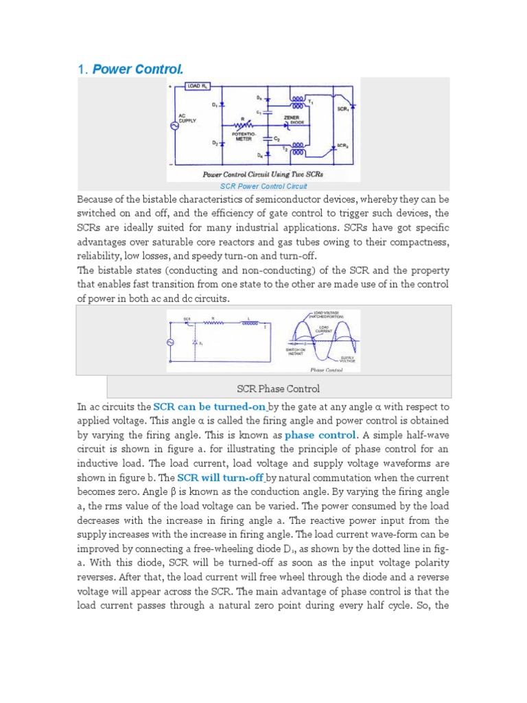 Power Control.: SCR Can Be Turned-On Phase Control | PDF | Capacitor ...