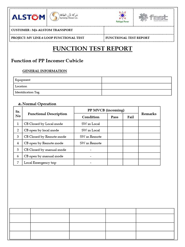 MV Line Loop Functional test report format | PDF | Switch | Relay