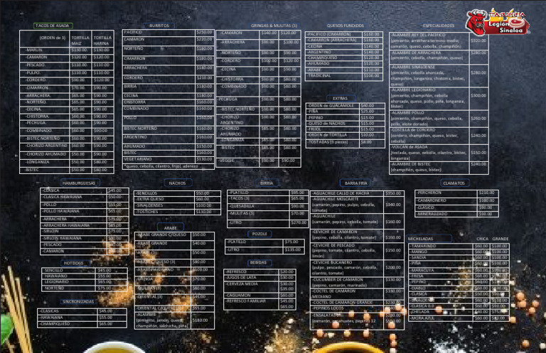Menu Legion | PDF | Burrito | Cuisine