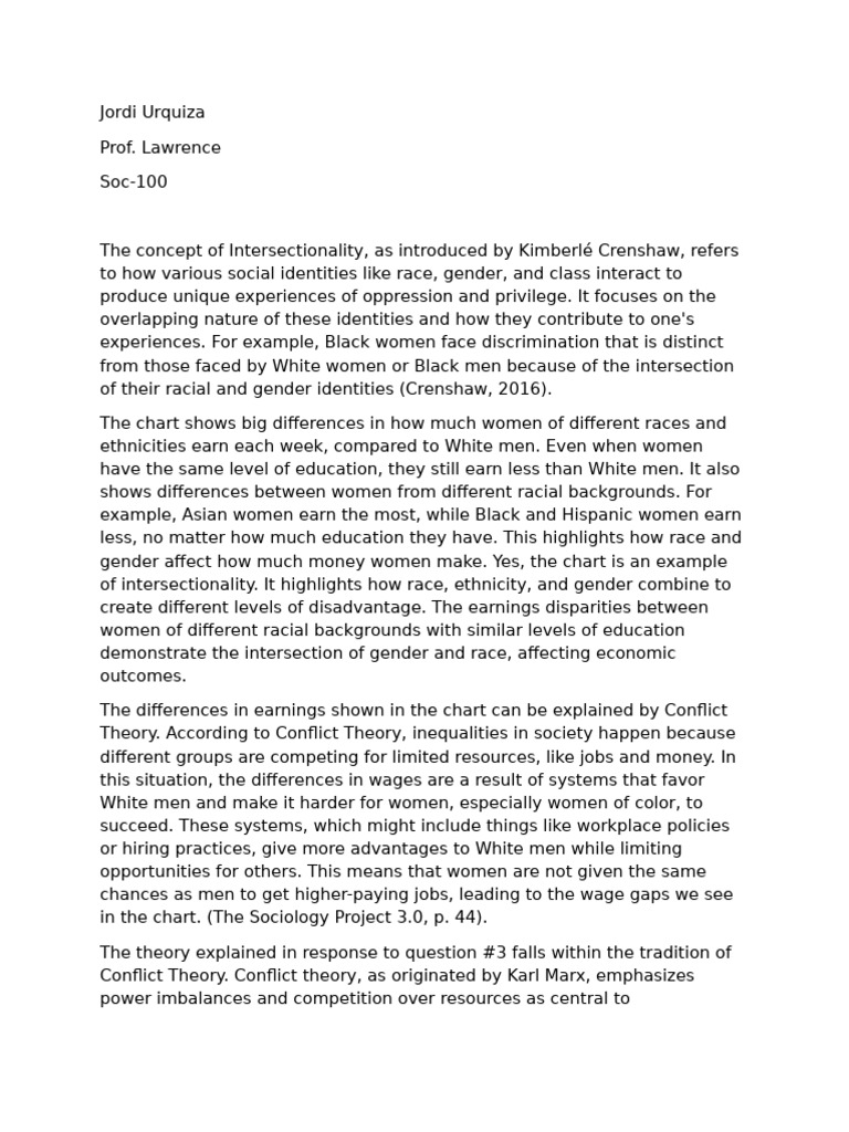 Soc-100 Midterm Assignment | PDF | Intersectionality | Discrimination & Race Relations
