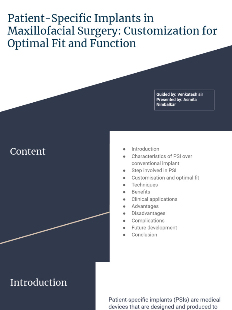 Patient-Specific Implants in Maxillofacial Surgery - Customization For Optimal Fit and Function ...