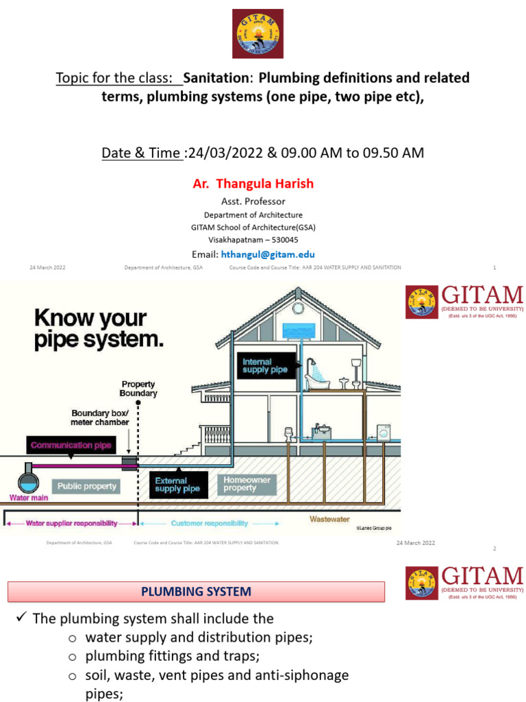 3c. Plumbing Definitions and Related Terms, Plumbing Systems (One Pipe ...