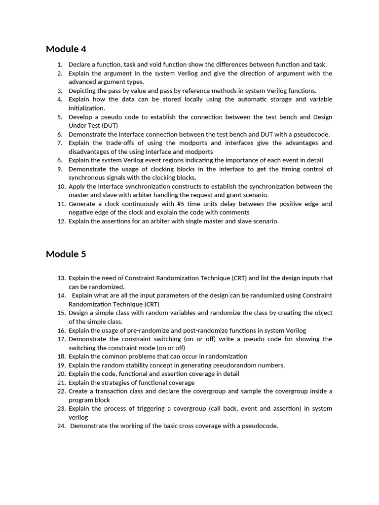 AVLSI - Question - Bank Module 4 N 5 | PDF | Parameter (Computer ...