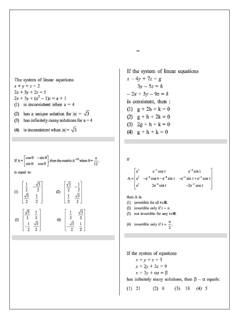 Previous Year Question Bank Mathematics Matrices and Determinants | PDF | Matrix (Mathematics ...