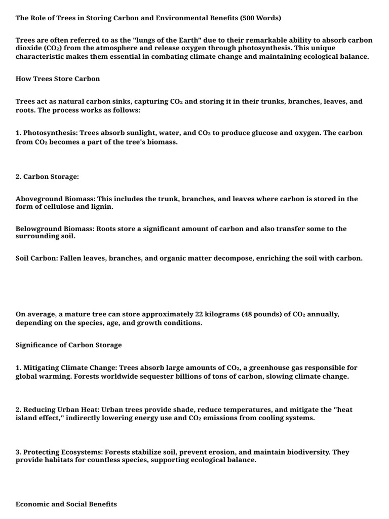 The trees | PDF | Carbon Sequestration | Climate Change Mitigation