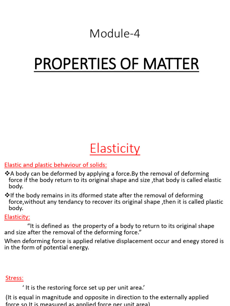 Note-Module-4-1st Sem Physics-Proprties of Matter-21-22 | PDF ...