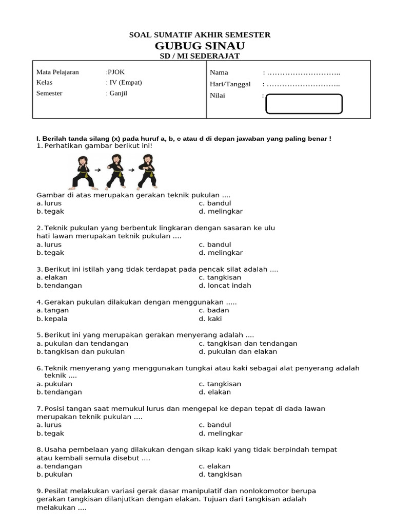 Soal PAS-SAS PJOK Kelas 6 Semester 1 Kurikulum Merdeka | PDF