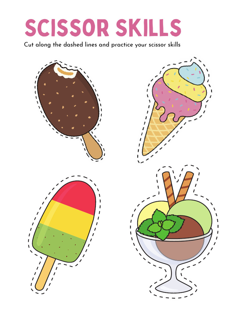 Colorful Fun Scissor Skills Worksheet Set | PDF