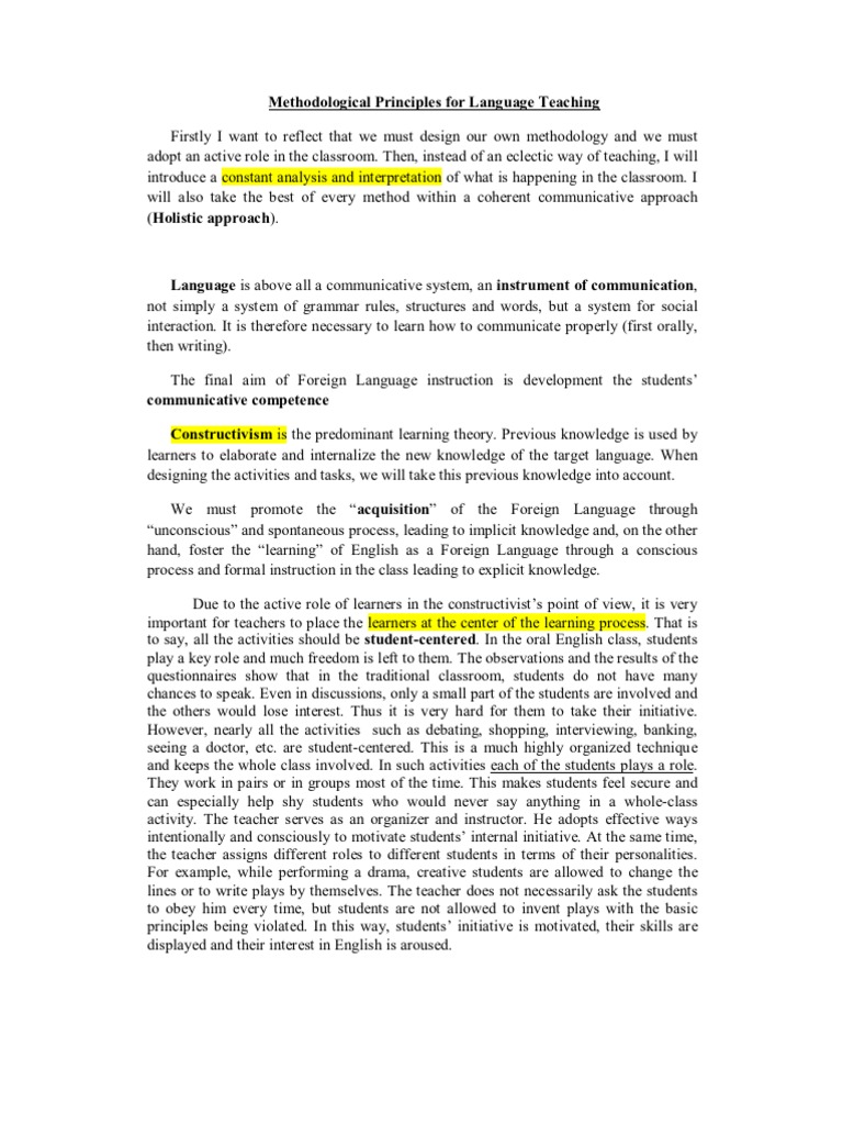 Methodological Principles of Language Teaching | PDF | Constructivism (Philosophy Of Education ...
