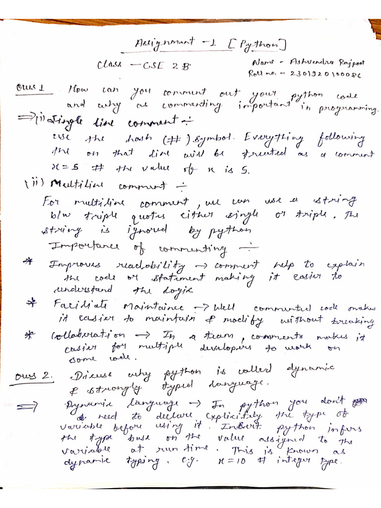python assignment 1 ( Ashvendra -2301920100086) | PDF