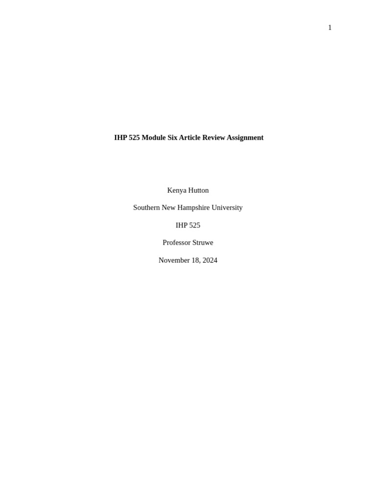 IHP 525 Module Six Article Review Assignment | PDF | Statistics | Mindfulness