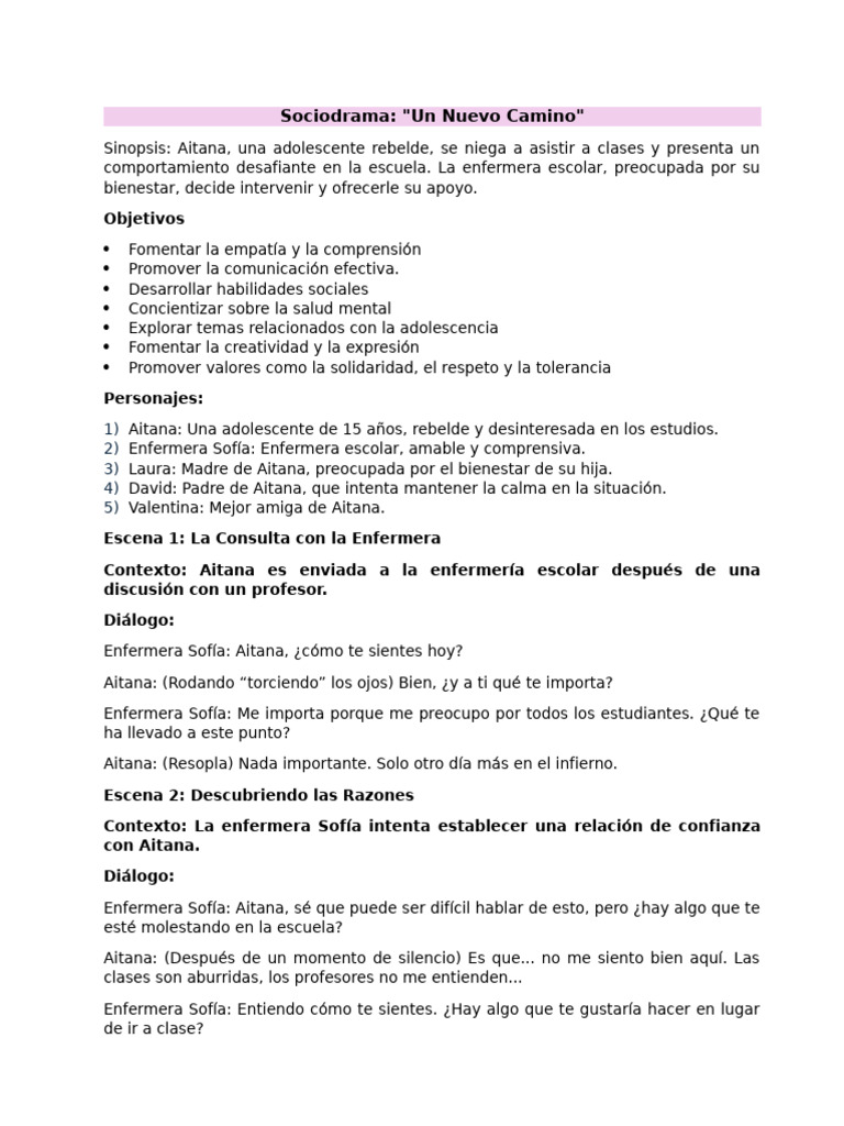 Ejemplo de sociodrama | PDF | Adultos | Adolescencia