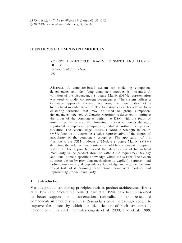 Artificial Intelligence in Design - Identifying Component Modules | PDF