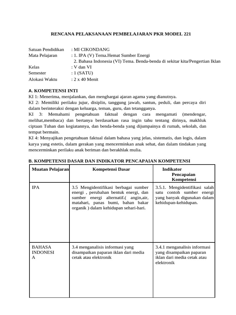 TUGAS 3 - MODUL AJAR PKR 221 KELAS V Dan VI | PDF