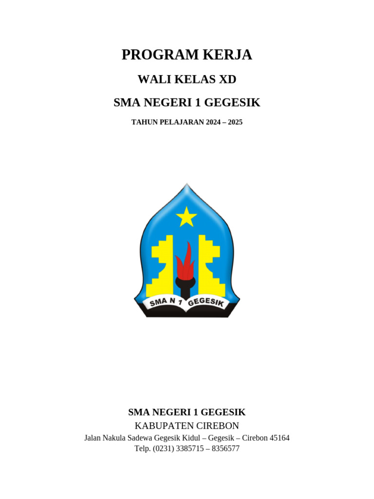 PROGRAM KERJA Wali Kelas X | PDF