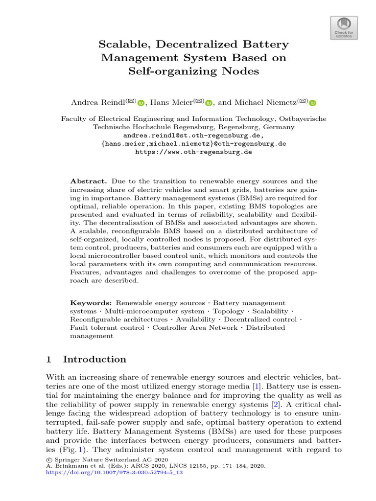 Scalable, Decentralized BMS Based On Self-Organizing Nodes | PDF | Reliability Engineering ...